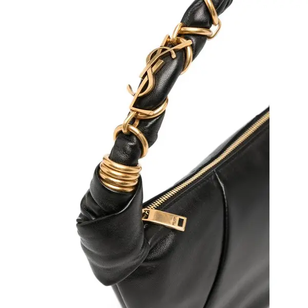 Saint Laurent Smooth Leather Knot Detail Tote Bag - Black