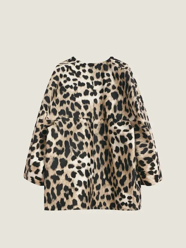 Givenchy Cocoon Coat In Leopard Jacquard With Scarf