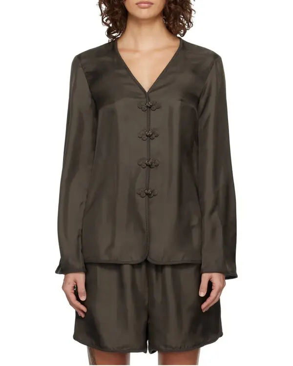 RÓHE Mandarin Closure Satin Top