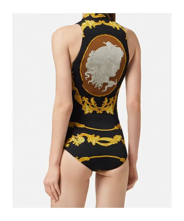 Versace Barocco-printed V-neck Bodysuit