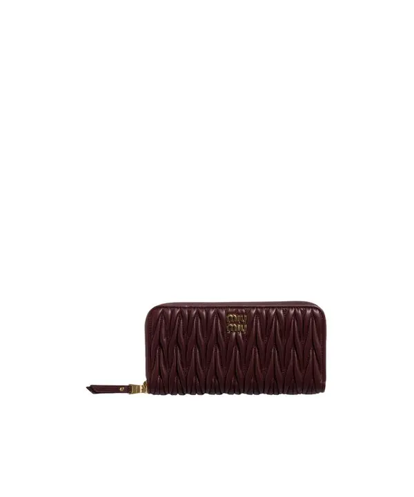 Miu Miu Large Matelassé Nappa Leather Wallet - Brown