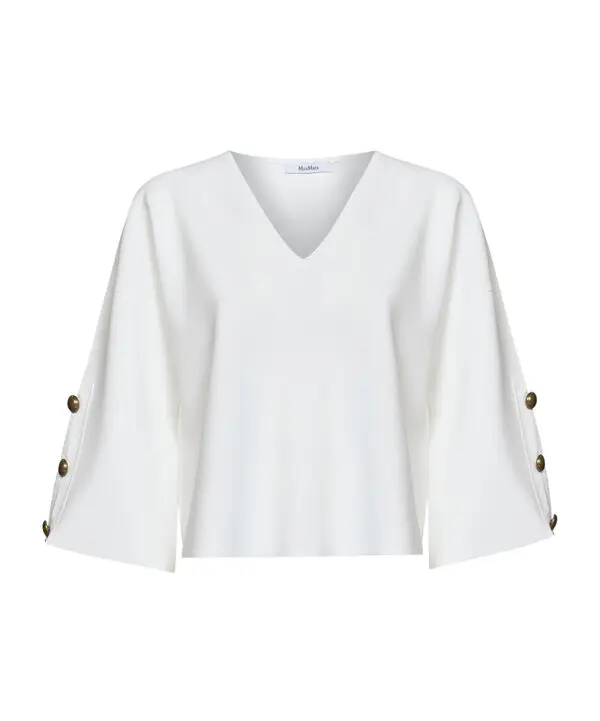 Max Mara V-neck Cropped Jumper With Button Detail - White