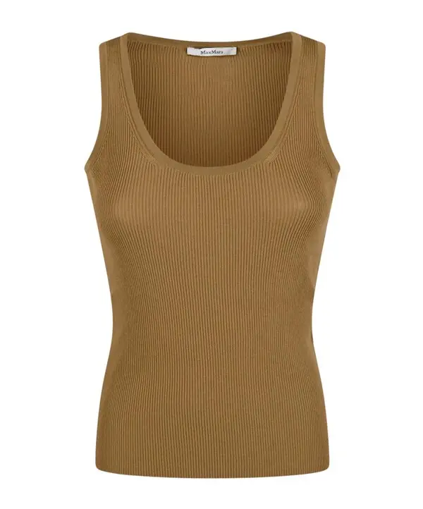Max Mara Sleeveless Ribbed Knit Pullover - Brown