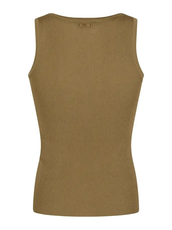 Max Mara Sleeveless Ribbed Knit Pullover - Brown
