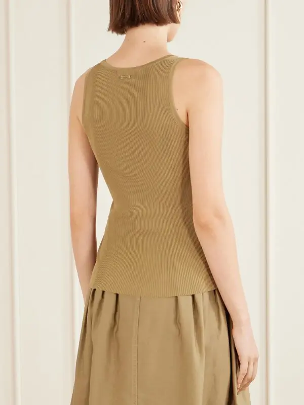 Max Mara Sleeveless Ribbed Knit Pullover - Brown