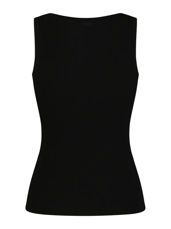 Max Mara Sleeveless Ribbed Knit Pullover - Black