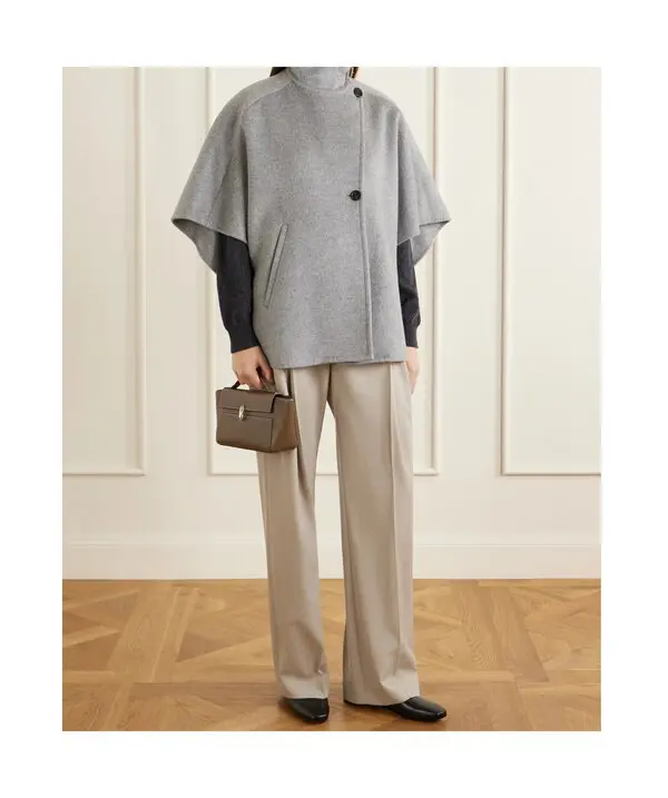Max Mara Oversized Cape In Cashmere Drap - Gray