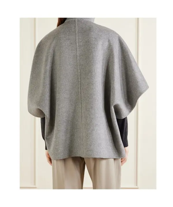 Max Mara Oversized Cape In Cashmere Drap - Gray