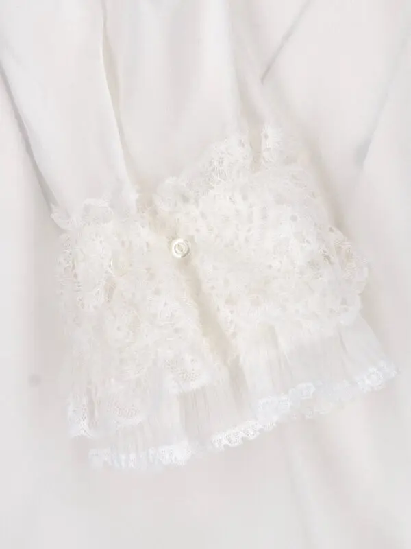 Ermanno Scervino Ruffled Tie-neck Shirt With Lace Details - Snow White