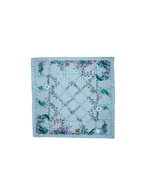 Gucci Printed Silk Twill Carr - Light Blue