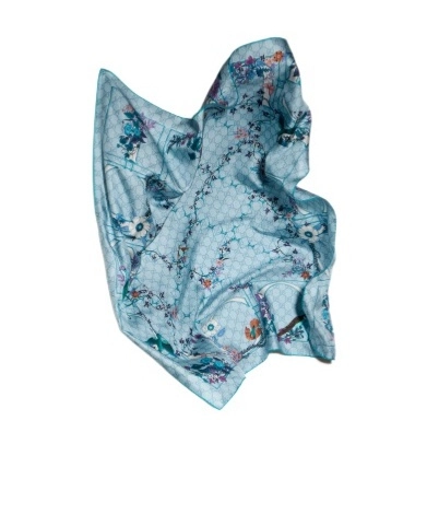 Gucci Printed Silk Twill Carr - Light Blue