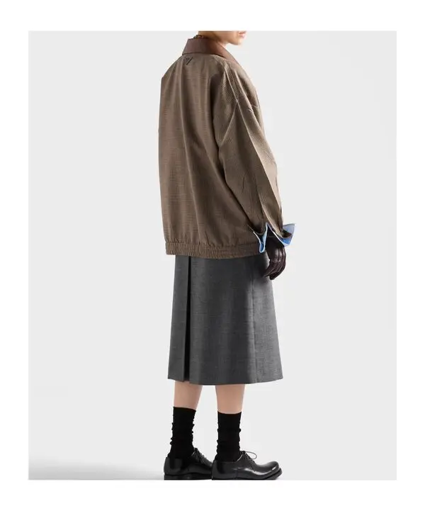 Prada Pleated-detail Triangle-logo Skirt
