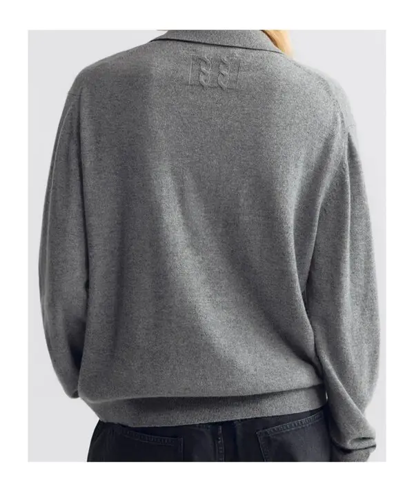 NILI LOTAN Jovan Cashmere Polo Sweater - Gray
