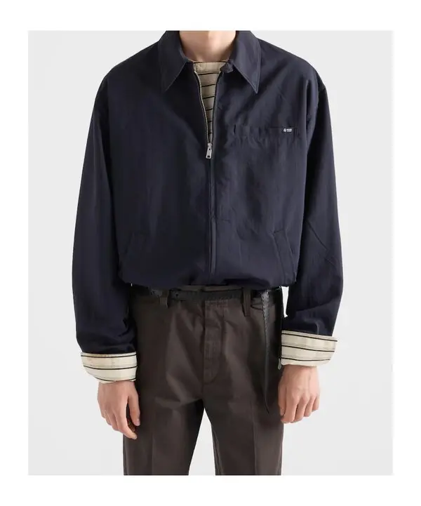 Prada Zip-up Bomber Jacket With Shirt Collar