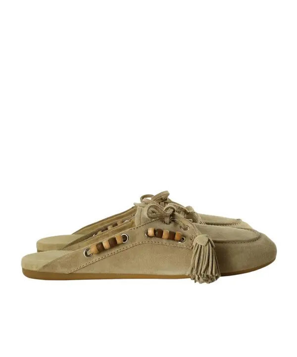 Miu Miu Round Toe Mules With Tassels - Green