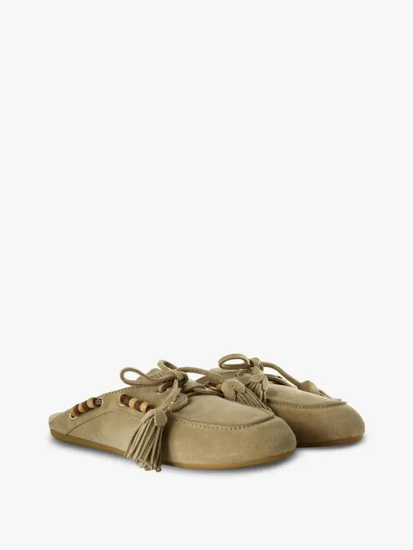 Miu Miu Round Toe Mules With Tassels - Green