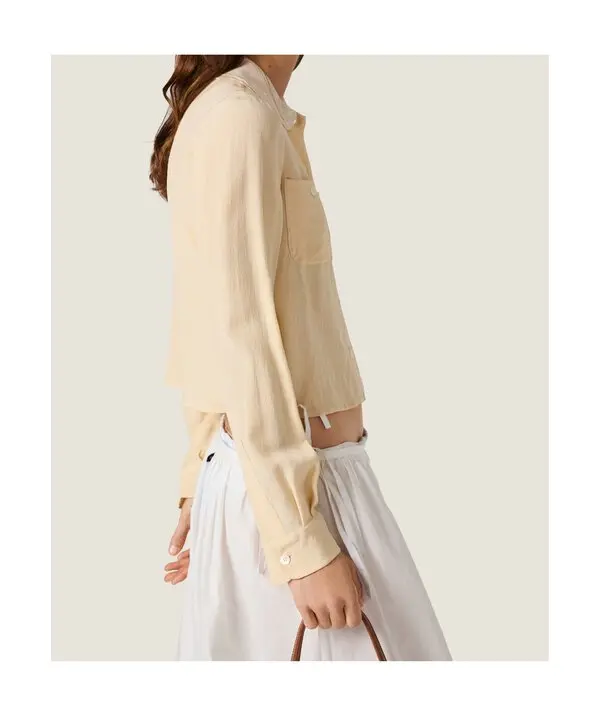 Miu Miu Long-sleeved Cropped Shirt With Collar