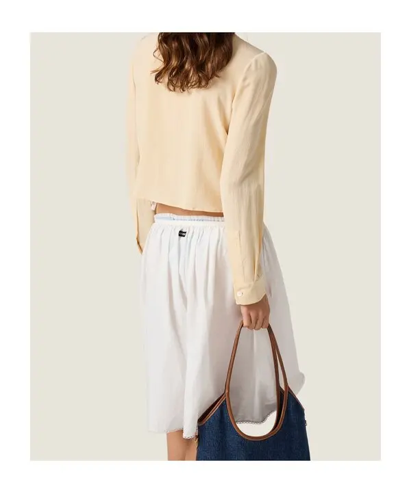 Miu Miu Long-sleeved Cropped Shirt With Collar