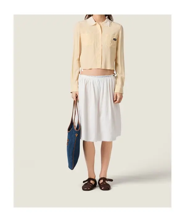 Miu Miu Long-sleeved Cropped Shirt With Collar