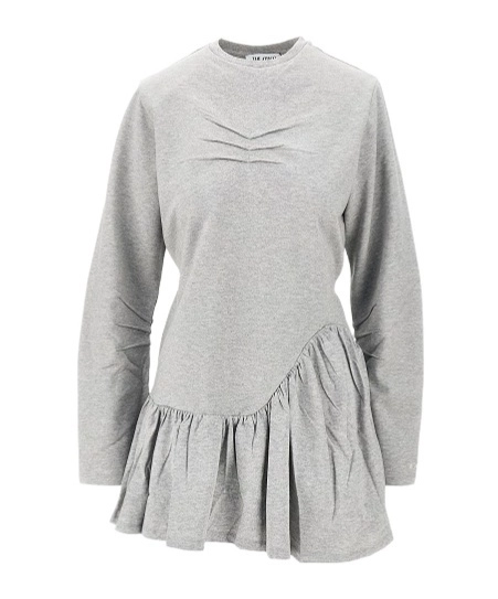 Attico Pleated Long-sleeve Mini Dress