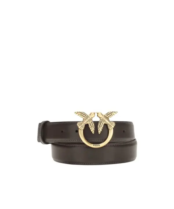 Pinko Love Birds Leather Belt - Brown