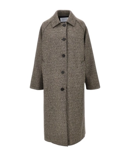 Harris Wharf London Houndstooth Single-breasted Coat - Green