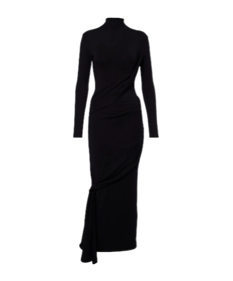 MUGLER Draped Wool-blend Jersey Midi Dress