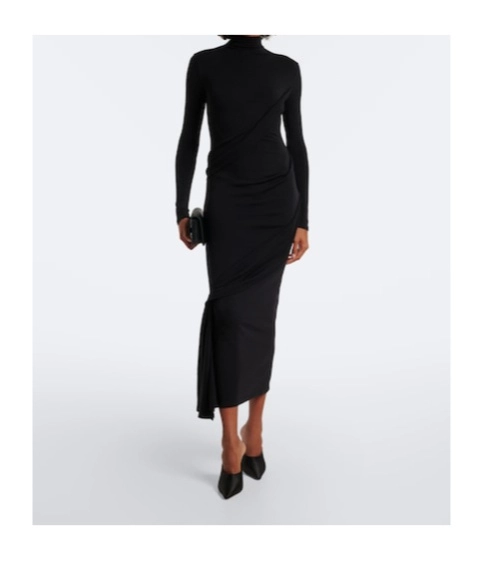 MUGLER Draped Wool-blend Jersey Midi Dress
