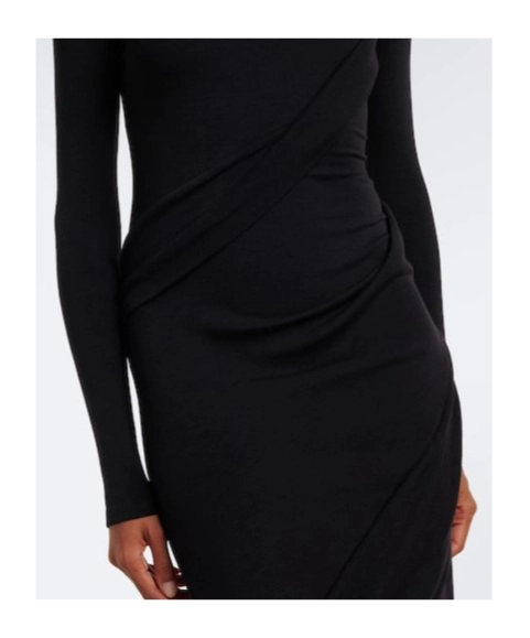 MUGLER Draped Wool-blend Jersey Midi Dress
