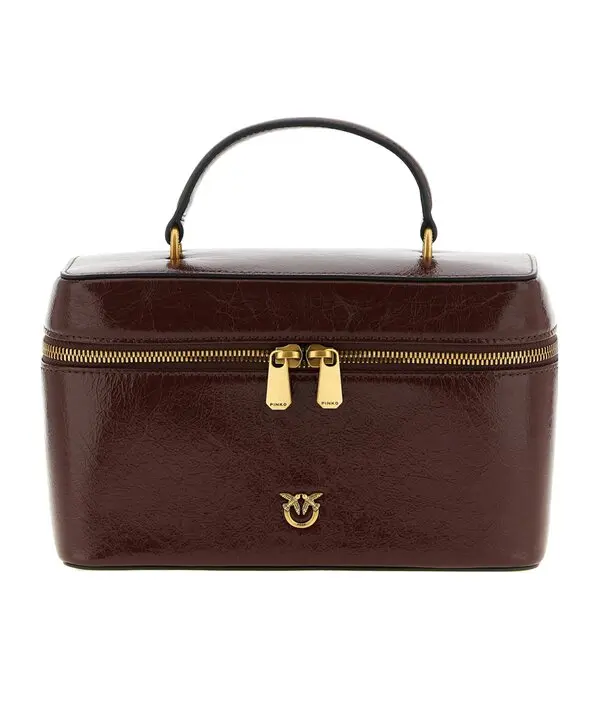 Pinko Crumpled Effect Leather Handbag With Gold Tone Hardware