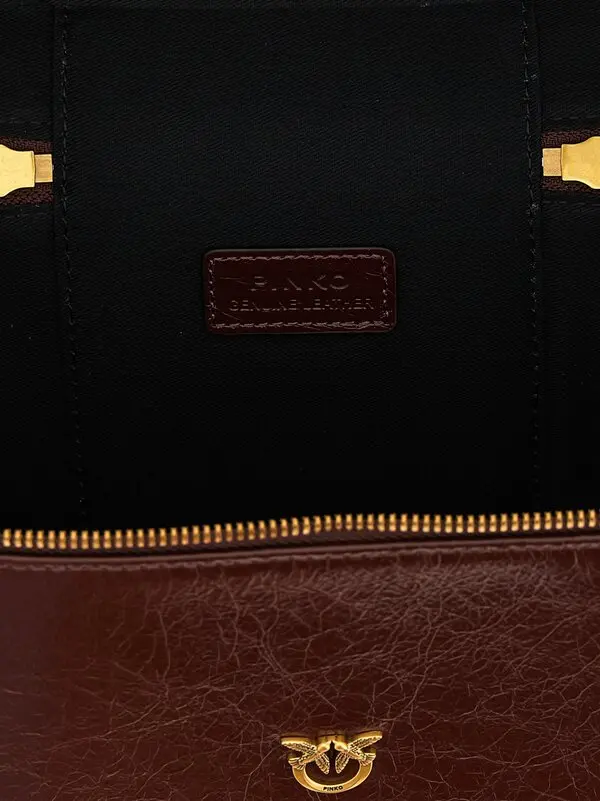Pinko Crumpled Effect Leather Handbag With Gold Tone Hardware