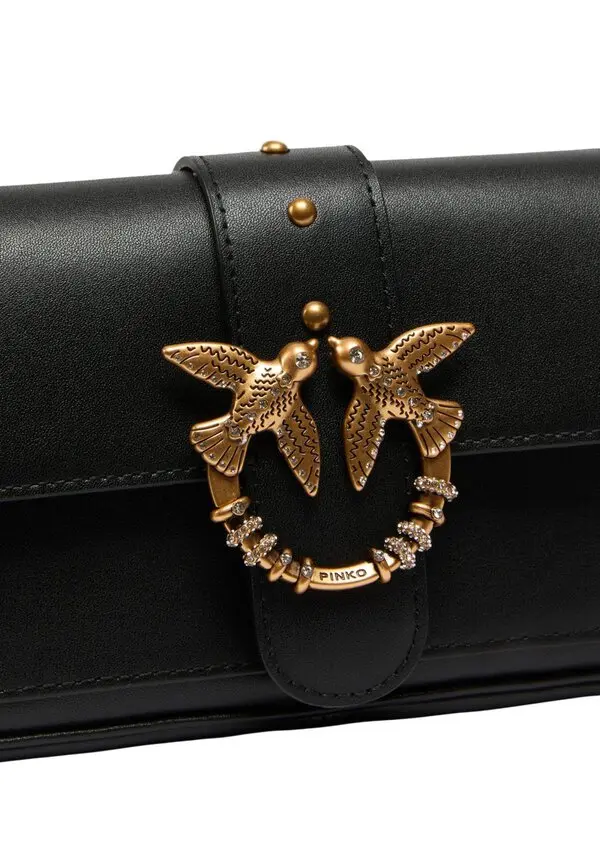 Pinko Love Buckle Shoulder Bag - Black