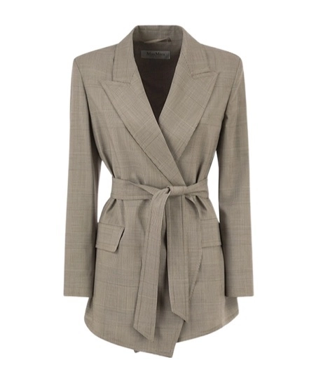 Max Mara Checked Belted Blazer