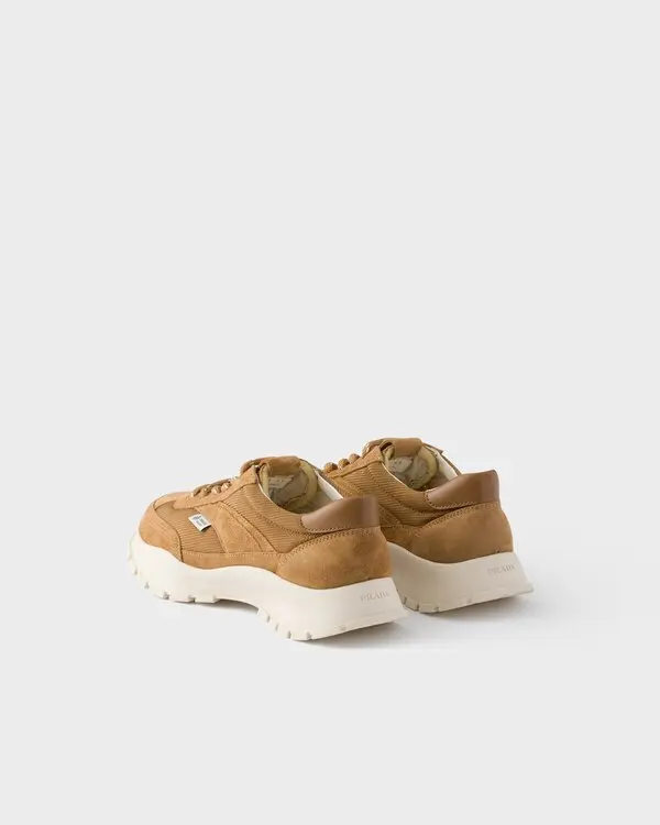 Prada Mesh Fabric And Suede Sneakers