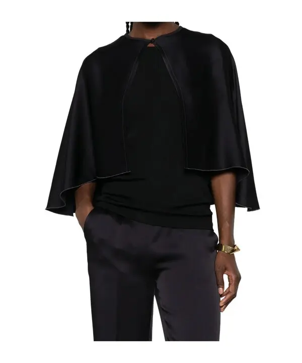 FORTE_FORTE Satin-finish Cape-style Shirt