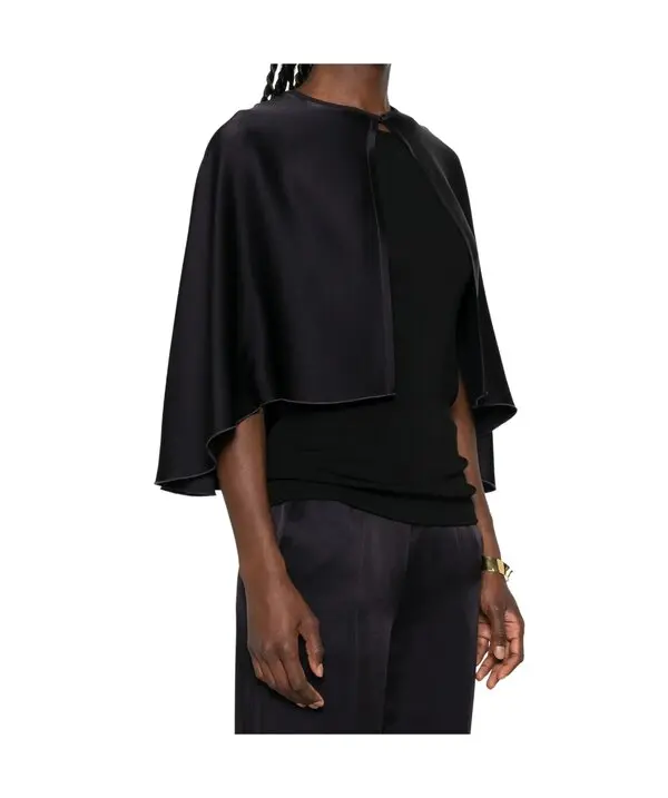 FORTE_FORTE Satin-finish Cape-style Shirt