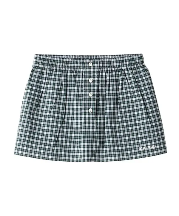 Miu Miu Plaid Mini Skirt - White/green