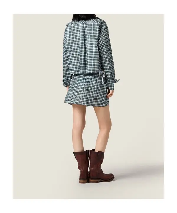 Miu Miu Plaid Mini Skirt - White/green