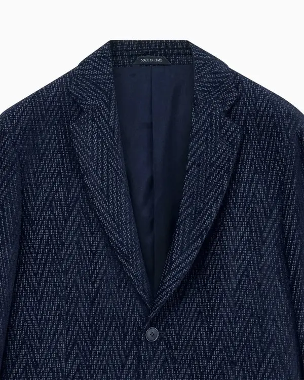 Giorgio Armani Blazer Regular Fit With Silk And Chenille Macro Chevron