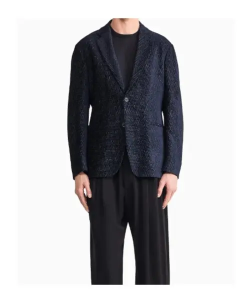 Giorgio Armani Blazer Regular Fit With Silk And Chenille Macro Chevron