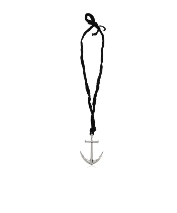 Balenciaga Anchor Pendant Necklace - Black