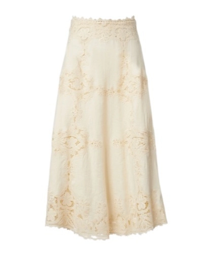 Ulla Johnson Fleur Crochet-trimmed Linen Midi Skirt