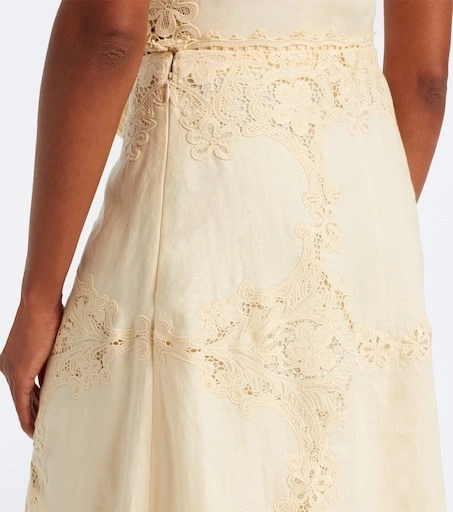 Ulla Johnson Fleur Crochet-trimmed Linen Midi Skirt