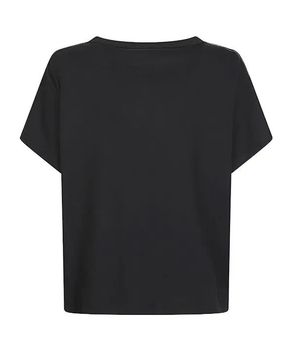 Fabiana Filippi Crewneck T-shirt With Embellished Shoulders - Black