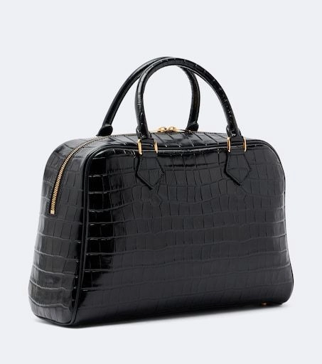 NILI LOTAN Jaclyn Croc-effect Leather Bowling Bag