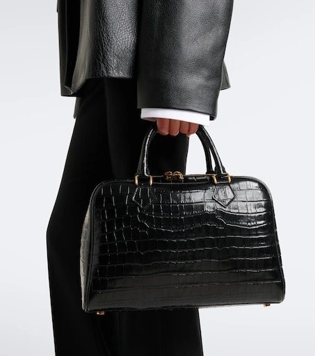 NILI LOTAN Jaclyn Croc-effect Leather Bowling Bag