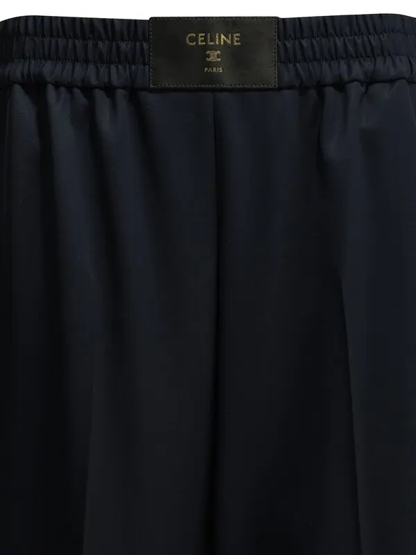 Celine Elastic Waist Pleated Casual Pants - Blue