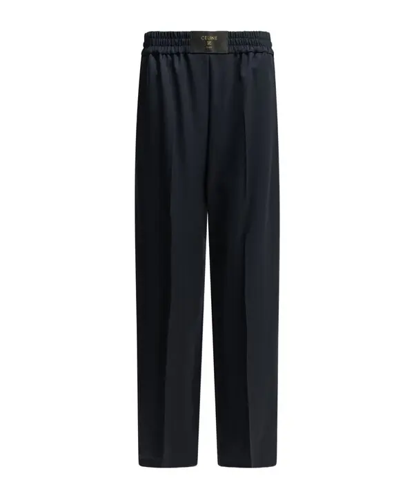 Celine Elastic Waist Pleated Casual Pants - Blue