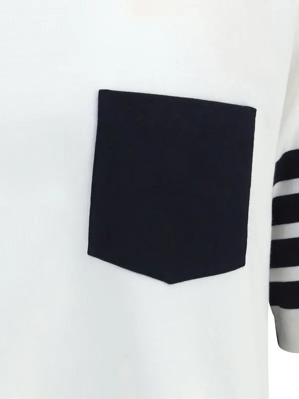 Thom Browne 4-bar Colour-block Short Sleeved T-shirt - White