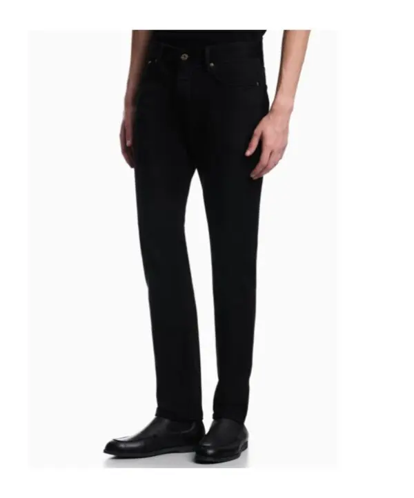 Emporio Armani Button Detailed Straight Leg Jeans - Black
